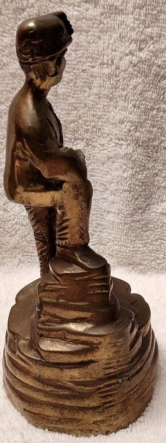 Vintage Cast Brass Coal Miner Figurine with Pick & Safety Lamp - 7 ...