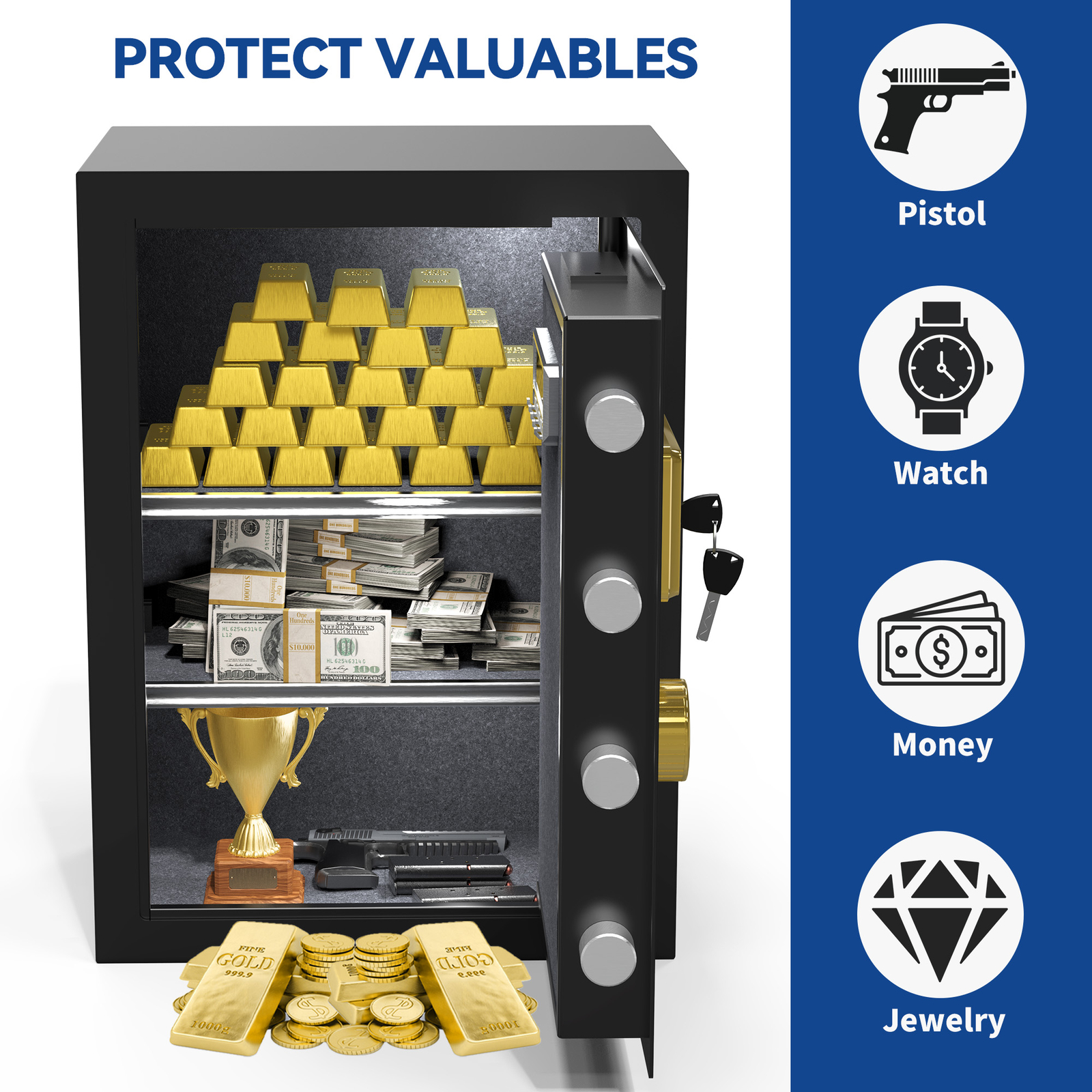 Home Security Safe 4 CuBic Feet Cabinet Safe Box w/ Fingerprint Lock ...