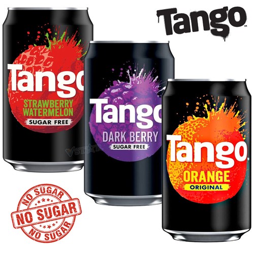 Tango Dark Berry, Orange, Strawberry & Watermelon Sugar Free 330ml Cans ...