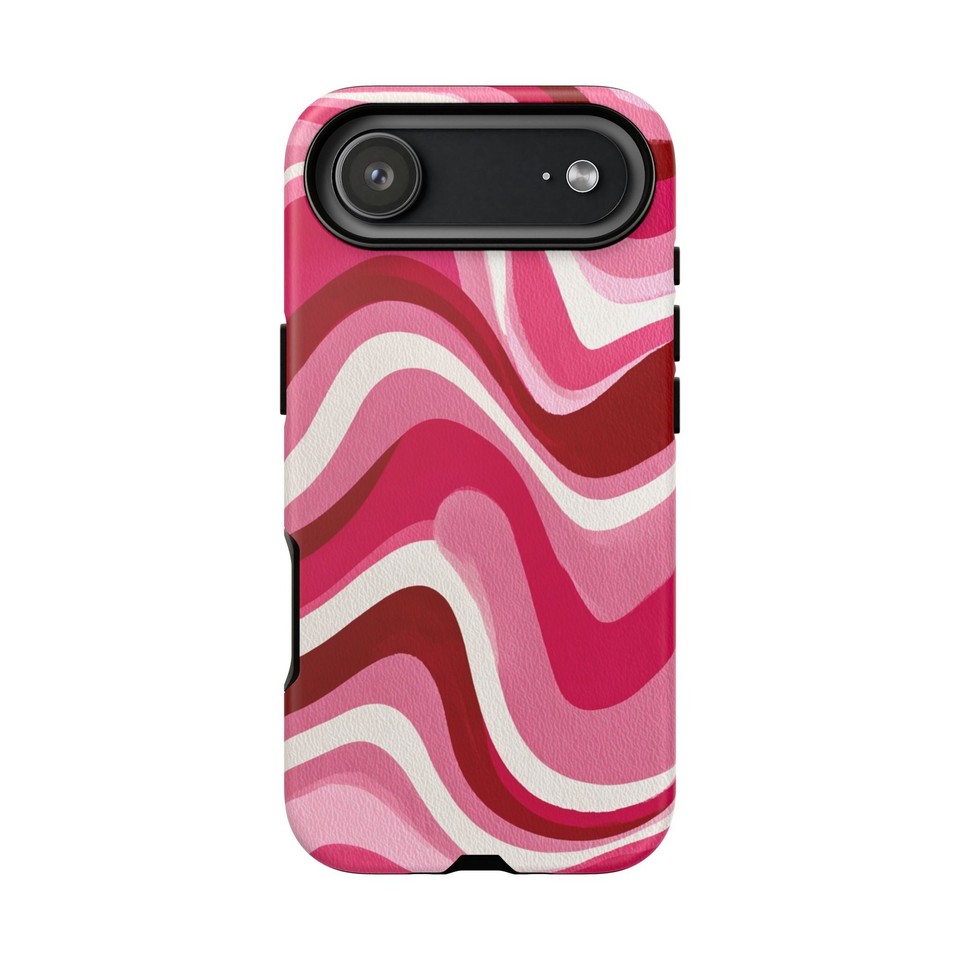 Phone Ink - Case for iPhone/Galaxy/Pixel - Wavy Soft Pink White Lines ...