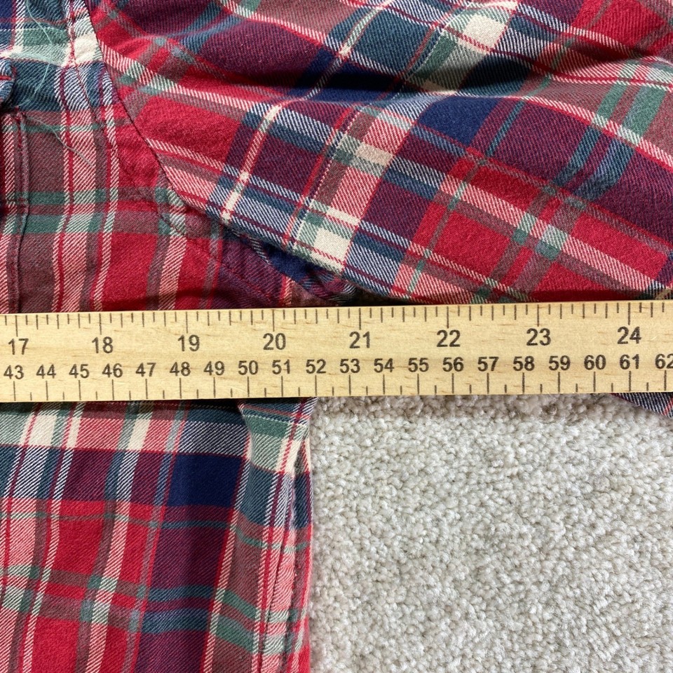 Lauren Ralph Lauren Shirt Womens XL Red Plaid Flannel Button Up Roll ...