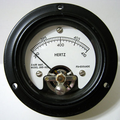 A & M Instruments 390 - 410 Hertz Panel Meter Cat# 265-1108 200 uADC ...
