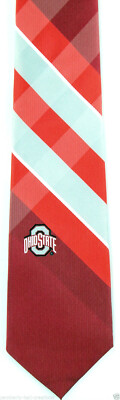 Ohio State Buckeyes Men's Necktie College Logo University Plaid Red ...
