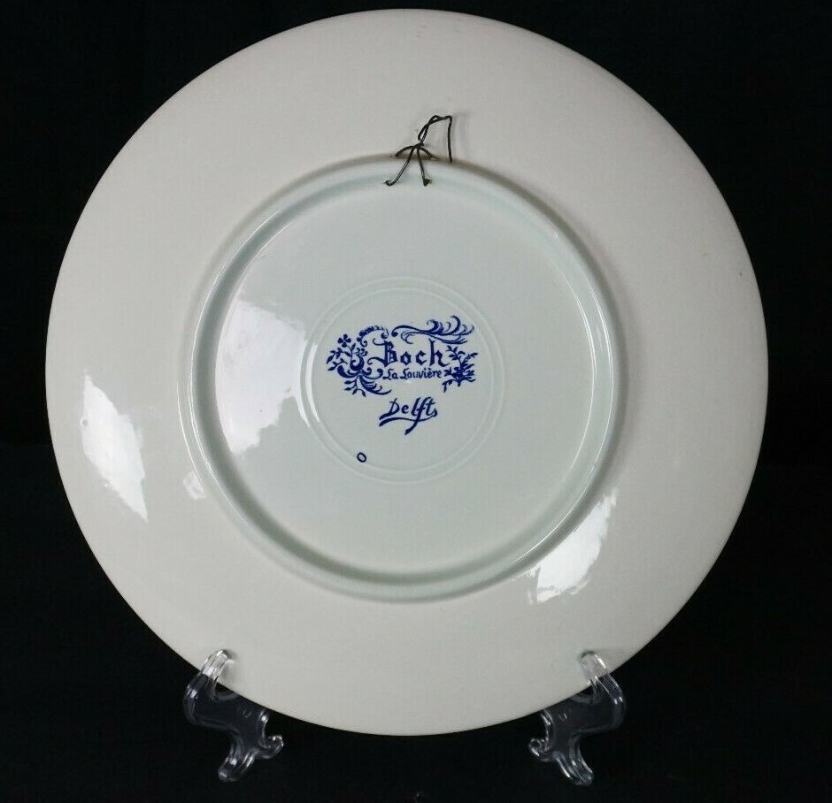 Delft Plate Blue Boch La Souviere 11 1/4” Old Lady Reading Patterned ...