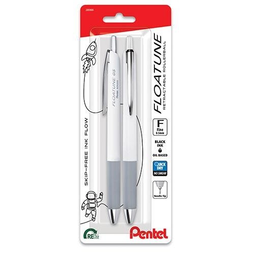 Pentel Floatune Retractable Pen 0.5mm White Barrel Black Ink 2/Pk School Office | eBay