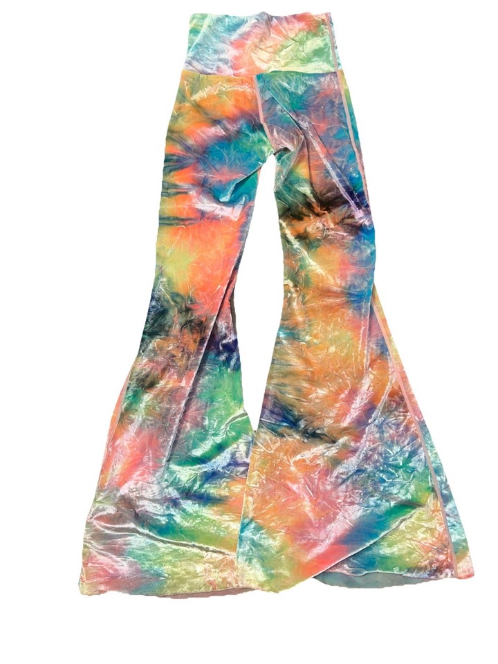 Little Black Diamond rainbow multicolor velvet tie-dye pants S Rave ...