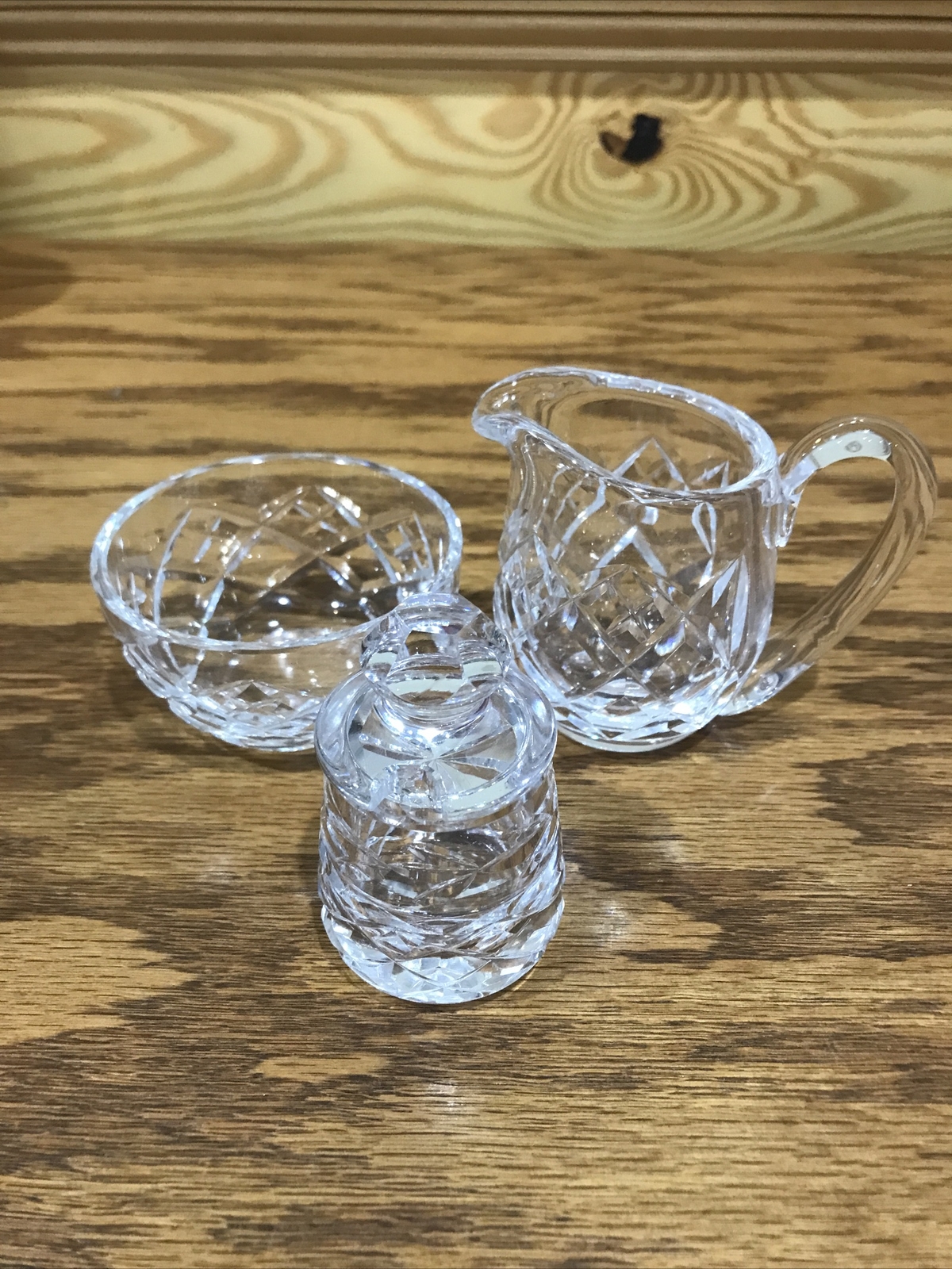 ALANA WATERFORD CRYSTAL CONDIMENT JAR OPEN SUGAR BOWL AND CREAMER 4 Pc ...