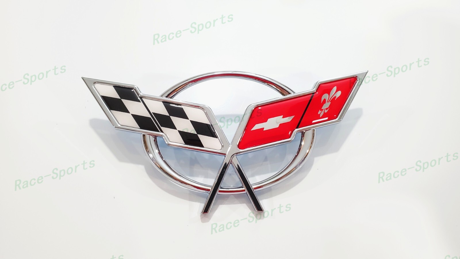 2PCS Chrome Front Bumper Rear Deck Lid Cross Flags Emblem 1997-2004 C5 ...