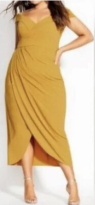 CITY CHIC Ripple Love Plus Size Dress M/18W Gold NWT $169 | eBay