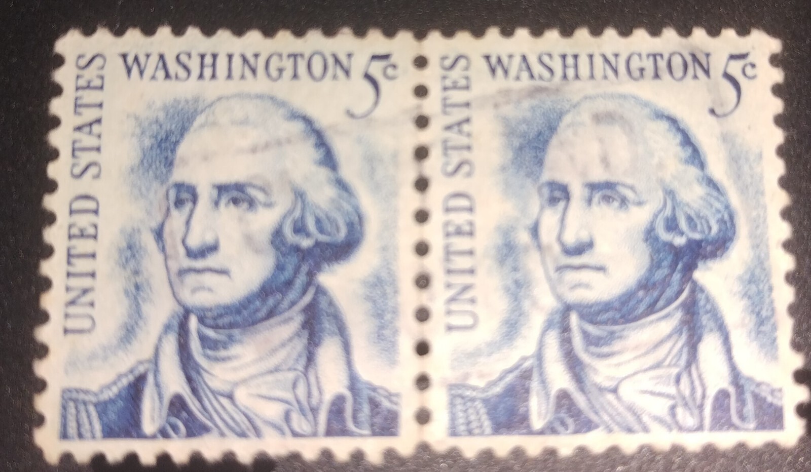 GEORGE WASHINGTON RARE DOUBLE 5 CENT BLUE UNITED STATES POSTAGE STAMP ...