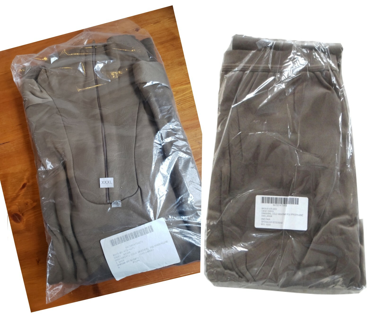 Set of MILITARY POLYPRO Top & Bottom Underwear - Extreme Cold - NIB ...