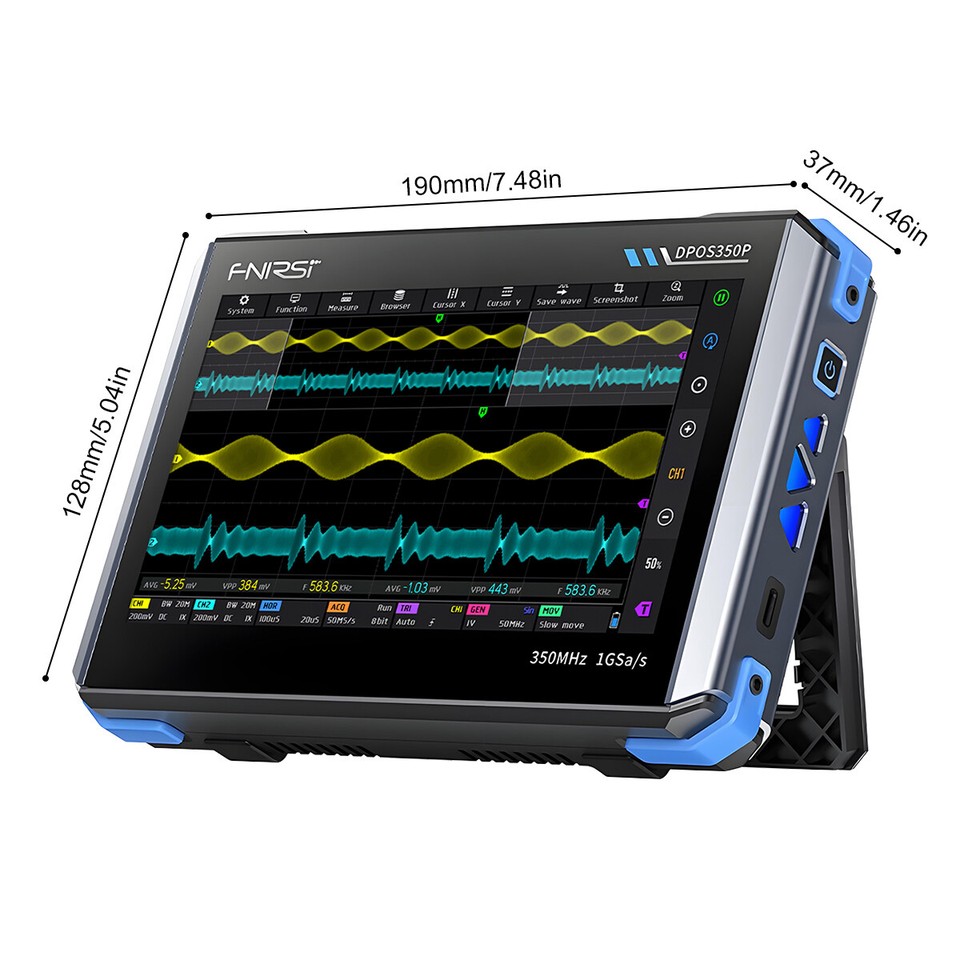FNIRSI DPOS350P 4-in-1 350MHz Flat Panel Oscilloscope Signal Generator ...