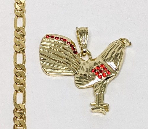 Gold Plated Rooster Chicken Pendant 5mm Necklace Chain Chinese Zodiac ...