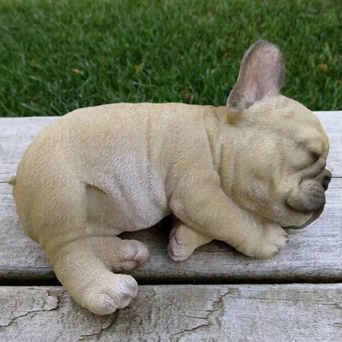 Realistic Sleeping French Bulldog Puppy Dog Garden Statue Frenchie ...
