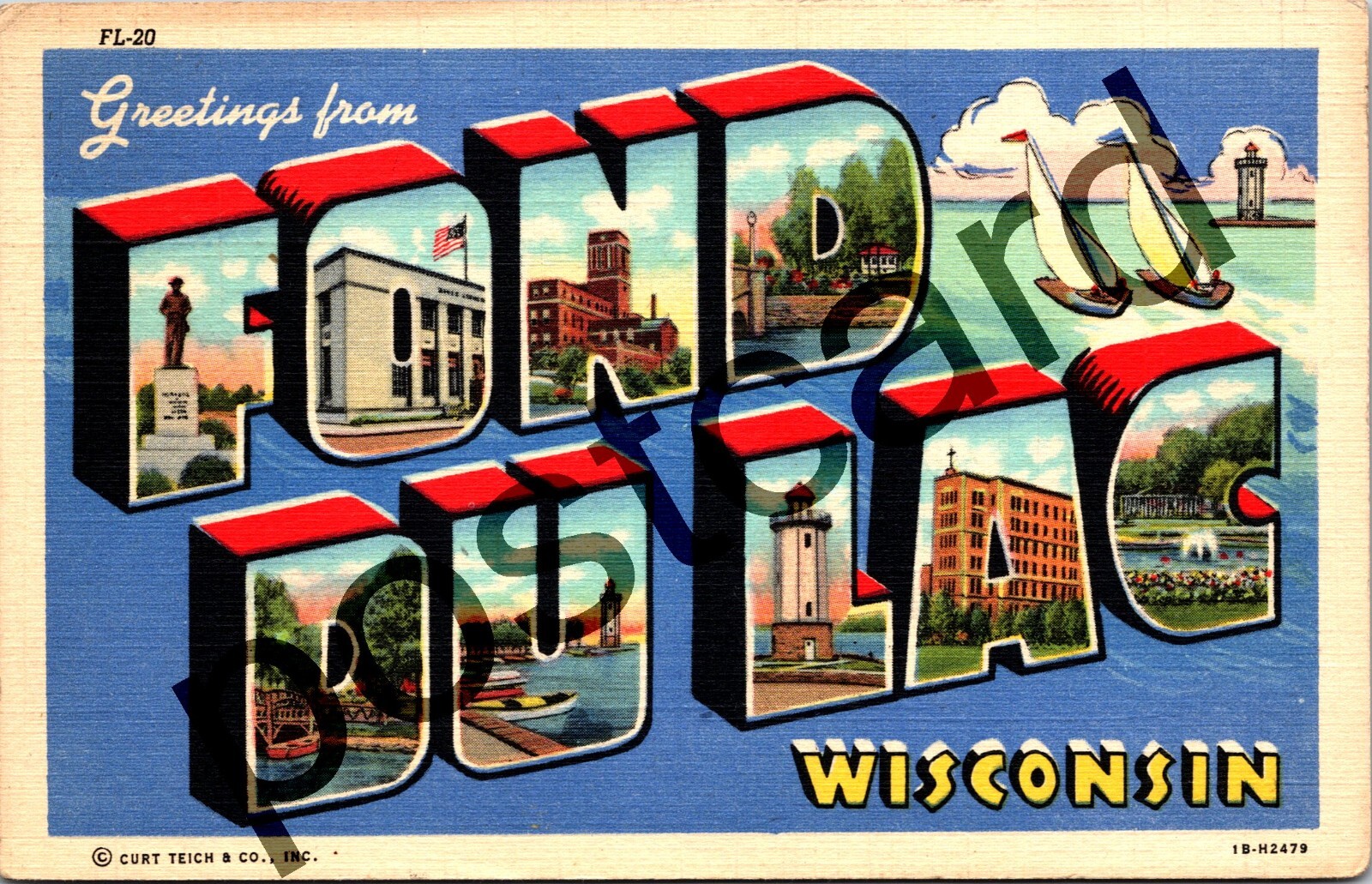 Greetings from BIG SPRING Texas, 1943, large big letters postcard jj186 ...