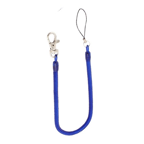 Flexible Lobster Clasp Stretch Coiled Cord Keychain Key Holder Blue 42 ...
