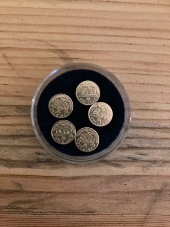 14K Gold, 1909-1982 Souvenir Mini Lincoln Pennies, Lot 0f 5, with Cert ...