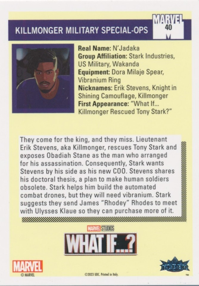 #40 KILLMONGER MILITARY SPECIAL-OPS 2023 Upper Deck Marvel What If 1990 ...