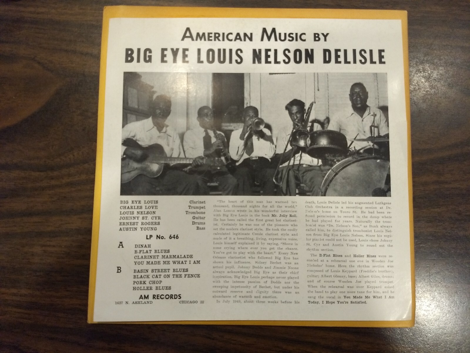 RARE Big Eye Louis Nelson Delisle ‎– American Music 10" LP Jazz RED ...