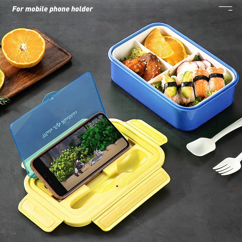 Lunch Bento Box Food Containers with 3 Compartment and Tableware ...