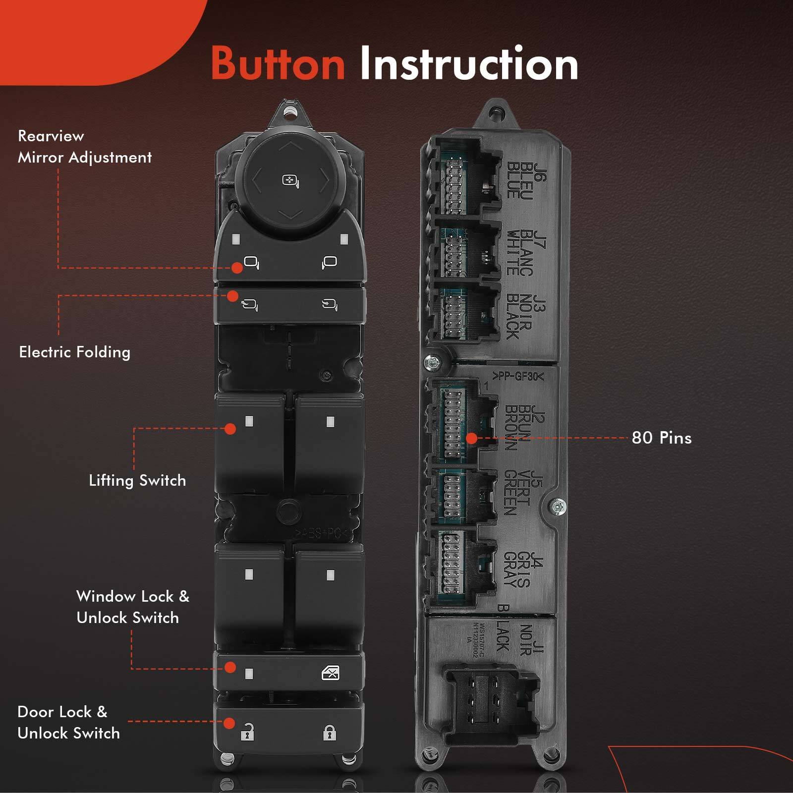 Front Diver LH Power Window Switch for Cadillac Escalade ESV 09-14 ...
