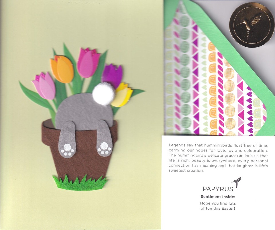 PAPYRUS EASTER CARD NIP (MRP $6.95) BUNNY IN TULIPS CARD (O5) | eBay
