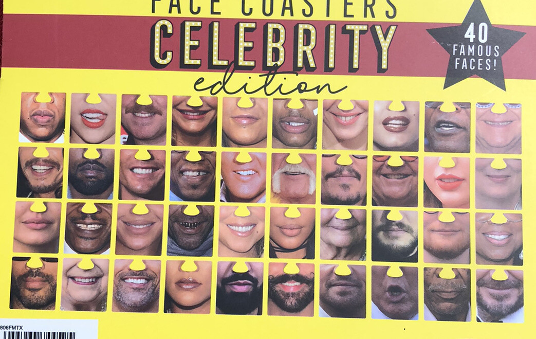 Paladone Party Celebrity Face Coasters Drink Coasters You Can Wear 20 ...