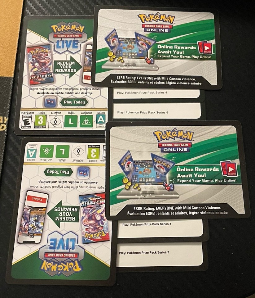 4 Pokémon Play! Prize Pack TCG Online Code Cards Series 3 & Series 4 ...