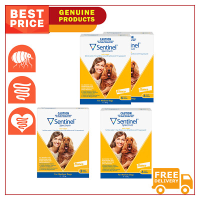 SENTINEL SPECTRUM 3,6,12 Chews for Dog 11 to 22 Kg YELLOW Flea ...