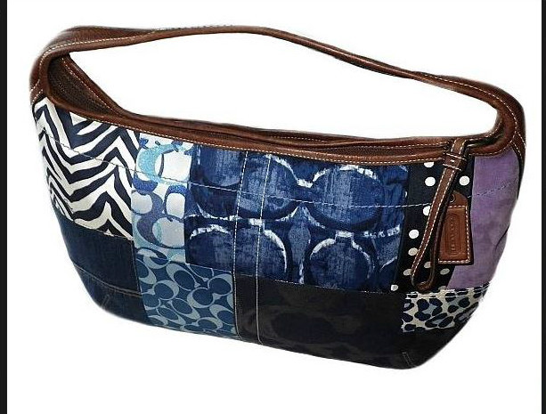 Coach Indigo Denim Blue Patchwork Ergo XL Hobo Handbag Purse Bag | eBay
