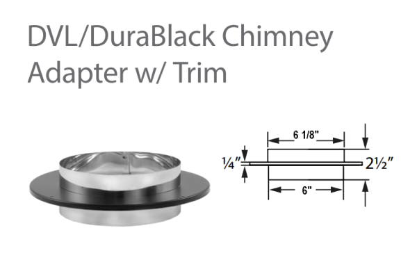 DURAVENT DVL DOUBLE WALL/DURABLACK- 6" Chimney Adapter with Trim #6DVL ...