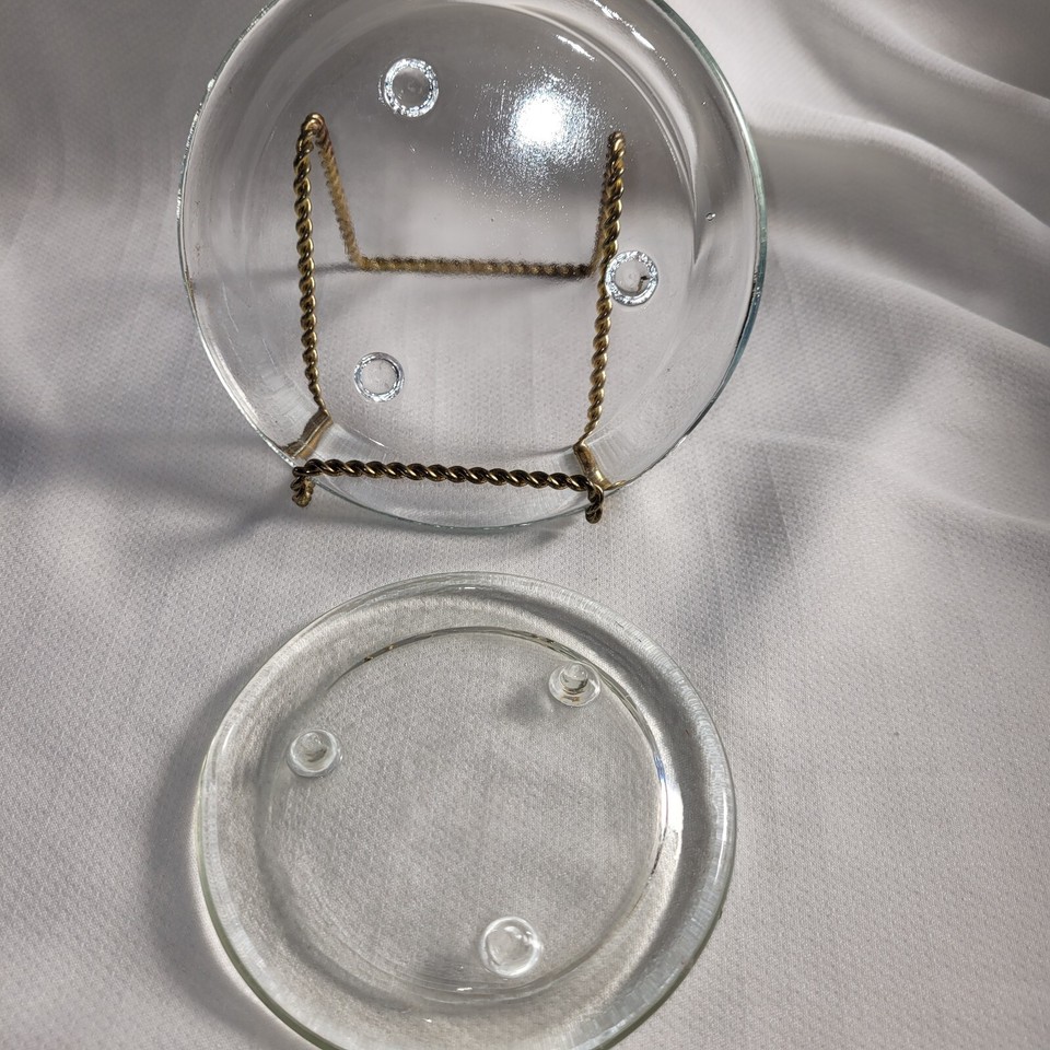 Set of 2 Clear Glass Round Pillar Plate Candle Holders Heavy, 4 & 5 ...