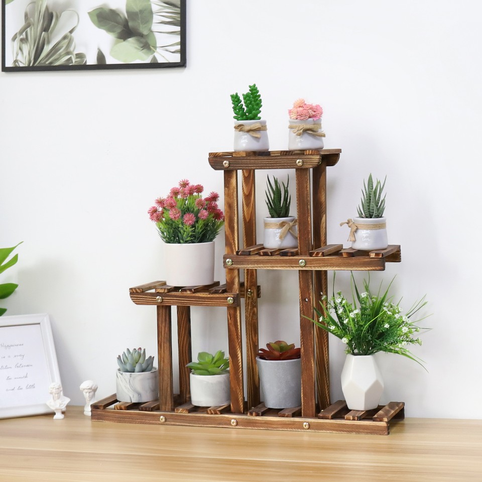 Wooden Plant Stand Flower Succulent Display Rack Shelf Corner Living ...