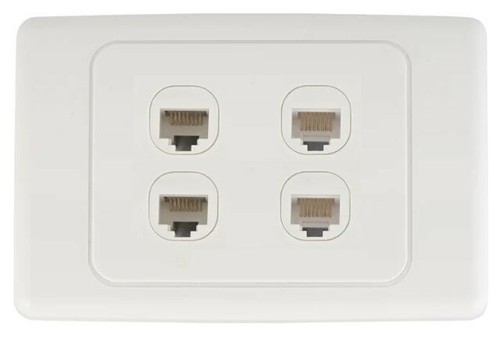 4 Gang Clipsal 2000 Compatible Wall Plate with CAT6 RJ45 Data Network ...