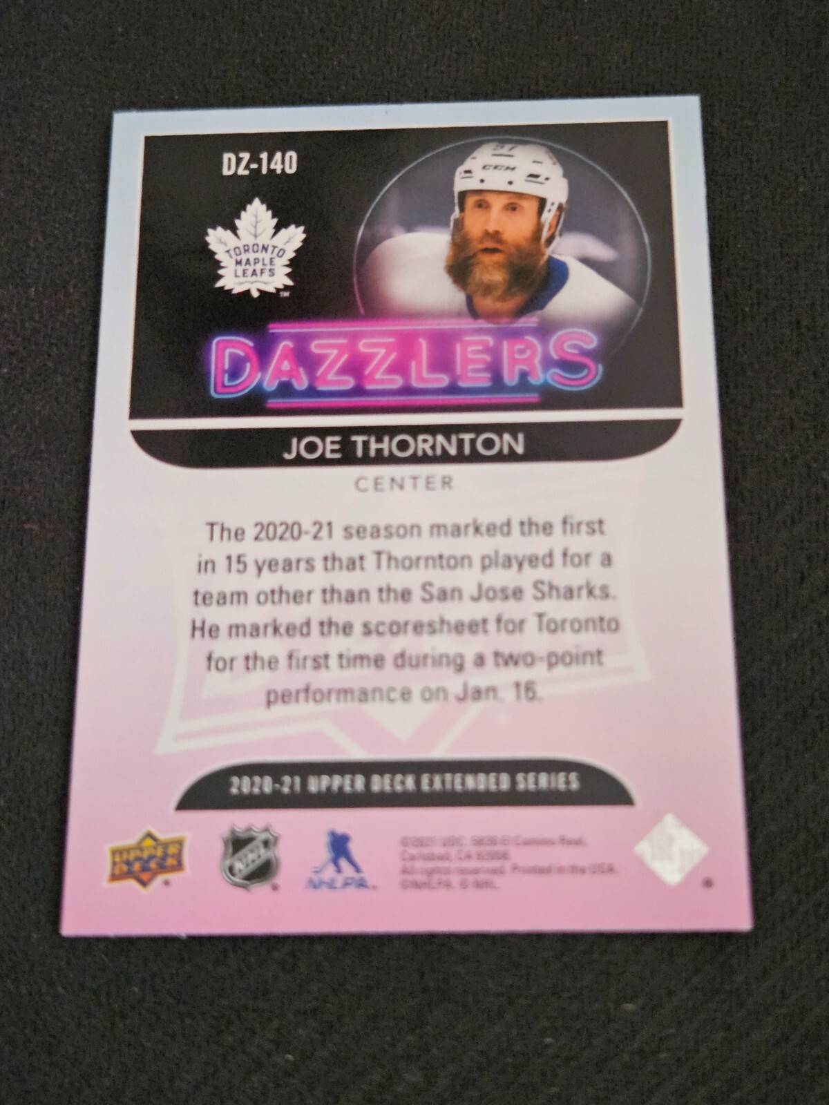 2020-21 UPPER DECK UD JOE THORNTON DZ-140 DAZZLERS ORANGE | eBay