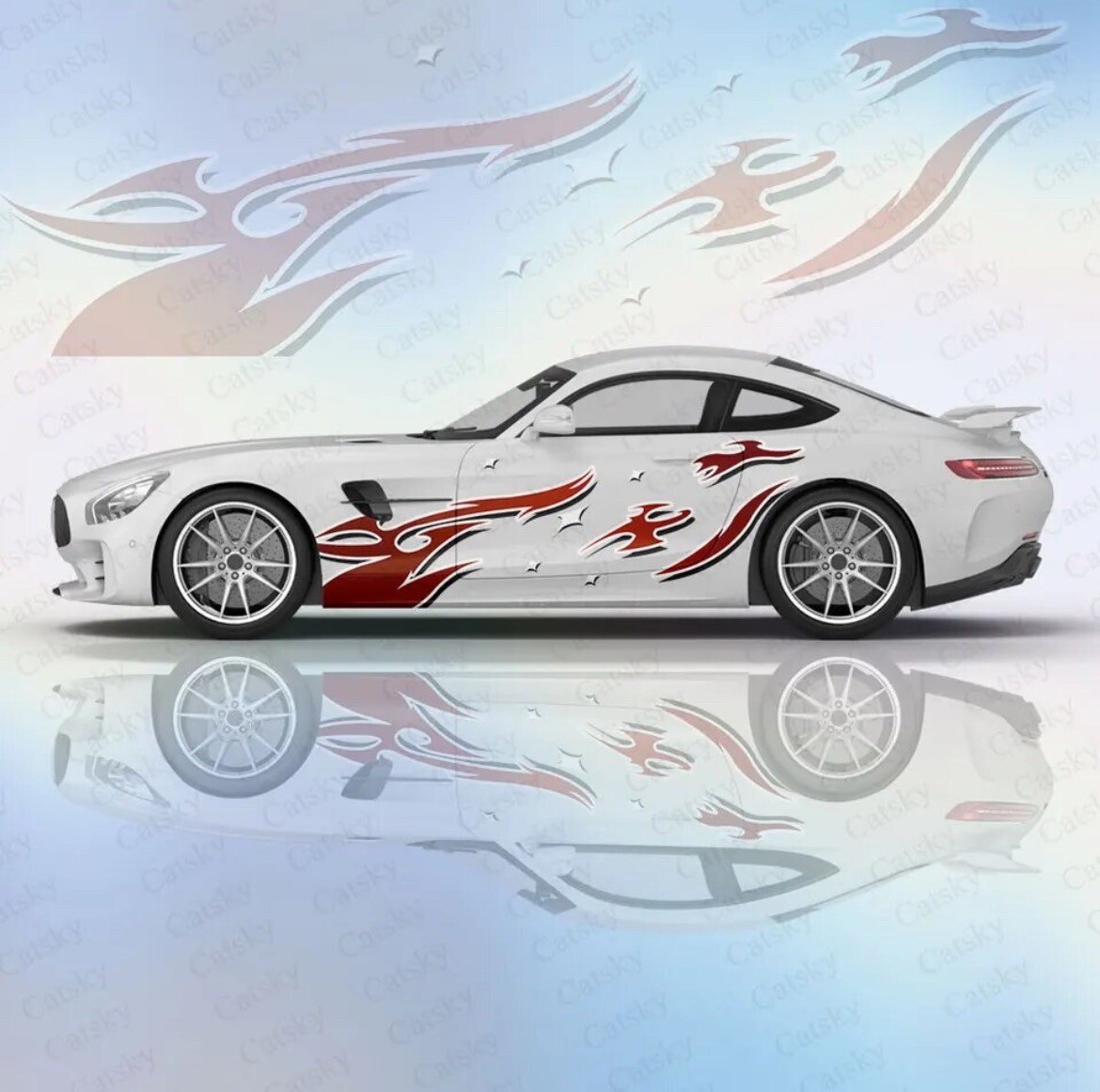 Flame Car Decals; Flame Racing Sport Livery Decal For Both Sides Of Car ...