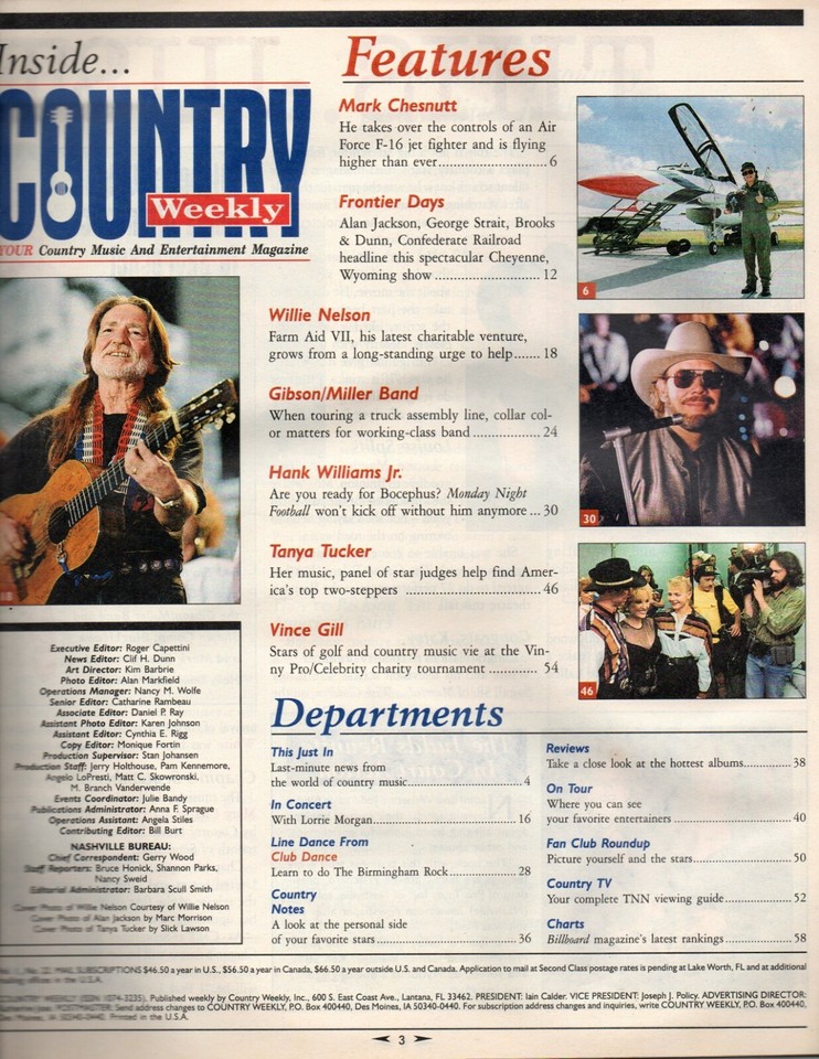 Country Weekly Magazine Sep 6 1994 Willie Nelson Hank Williams Jr Tanya ...