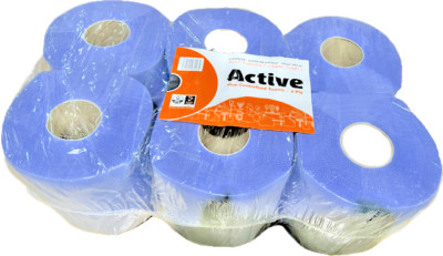 12 PACK 2 PLY ACTIVE BLUE EMBOSSED CENTREFEED PAPER WIPE KITCHEN TOWELS ...