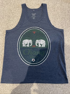 Chang Beer Tank Top Vest, Made In Thailand, Blue/Grey, Large, Great ...