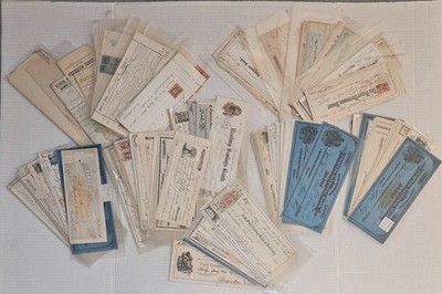 HUGE @200 Mostly 1800's Vintage Bank Check LOT/Revenue Stamps/DOCUMENTS ...