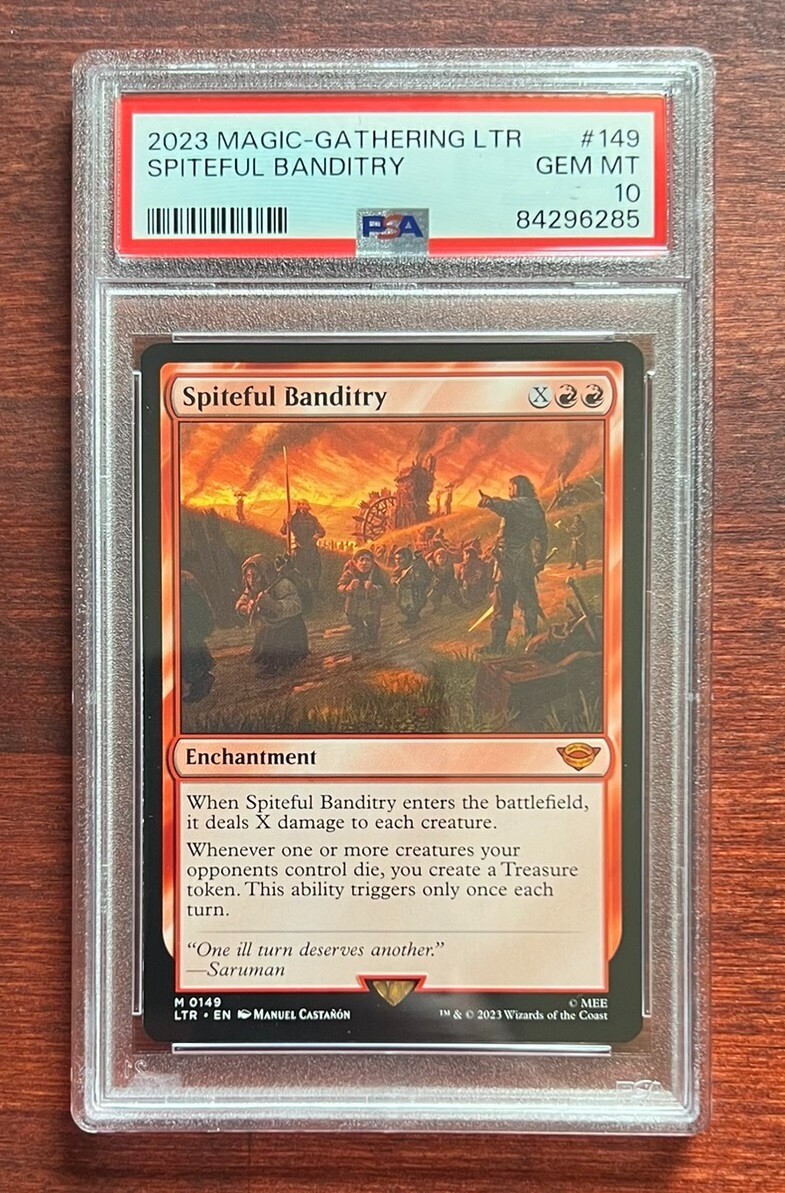 MTG The Lord of the Rings (LTR) Mythic Spiteful Banditry 149 PSA 10 GEM ...