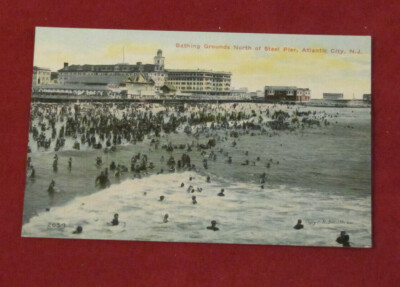 Vintage Early 1900's Bathing Grounds North of Steel Pier, Atlantic City ...