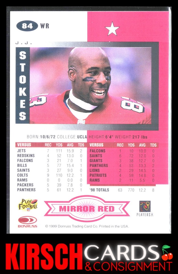 J.J. Stokes 1999 Leaf Certified #84 Mirror Red San Francisco 49ers | eBay