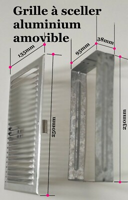 Grille à sceller aluminium amovible 135x250mm | eBay