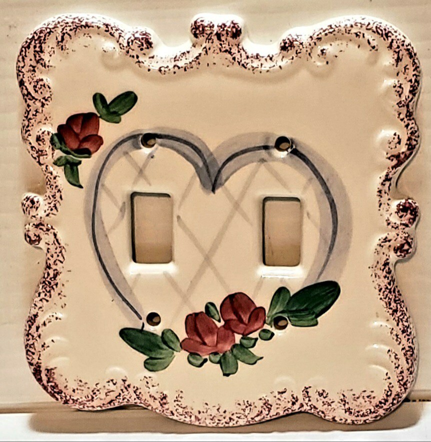 VTG PORCELAIN OUTLET COVERS. FLORAL MULTI COLORS. ESTATE FIND. NEVER ...