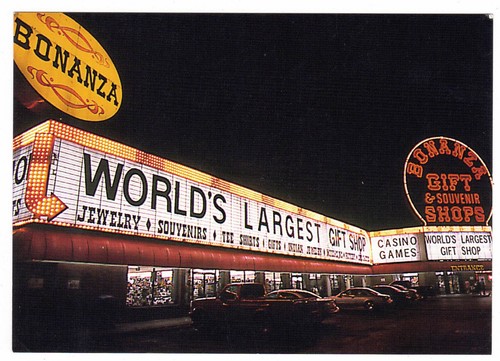 VINTAGE LARGE POSTCARD "BONANZA WORLD'S LARGEST GIFT SHOP" LAS VEGAS ...