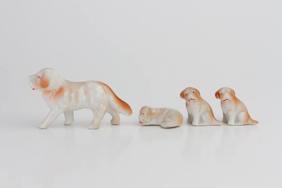 Vintage Antique Miniature Bisque Porcelain Dog Figurines, Made in ...