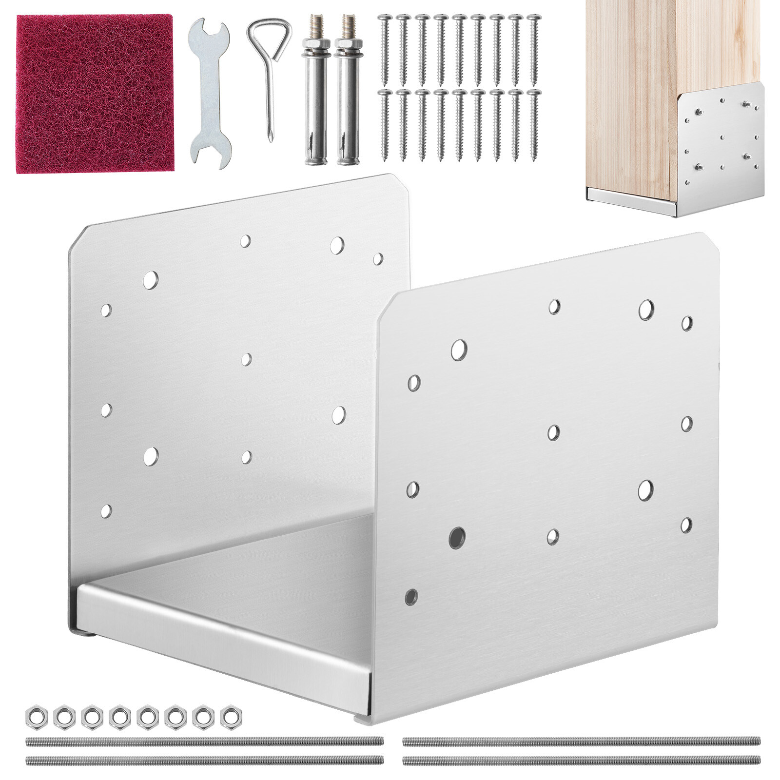 VEVOR 1Pcs 8x8" Post Base Concrete Deck Post Anchor Base Adjustable ...