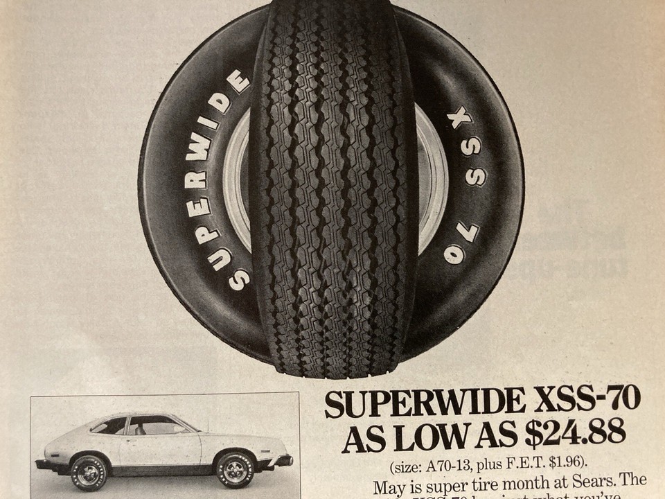 1977 Sears Superwide XSS-70 Tires Print Ad Ford Pinto | eBay