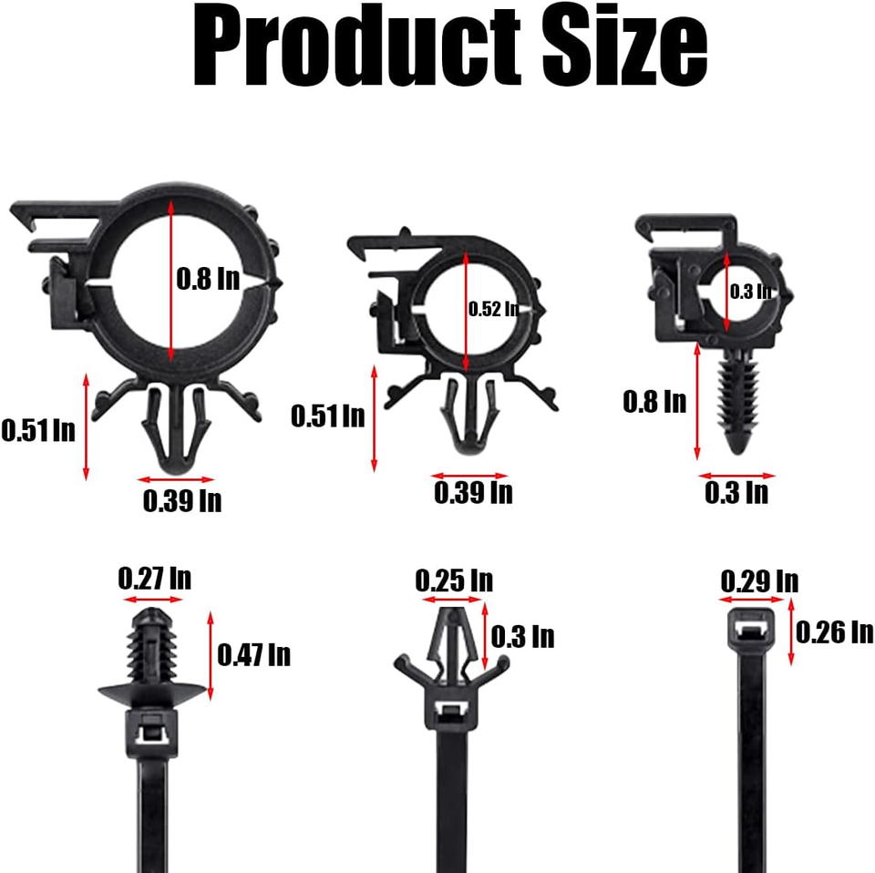 150 Pcs Car Wire Loom Clips - Push Mount, Heavy Duty Nylon, 3 Sizes | eBay